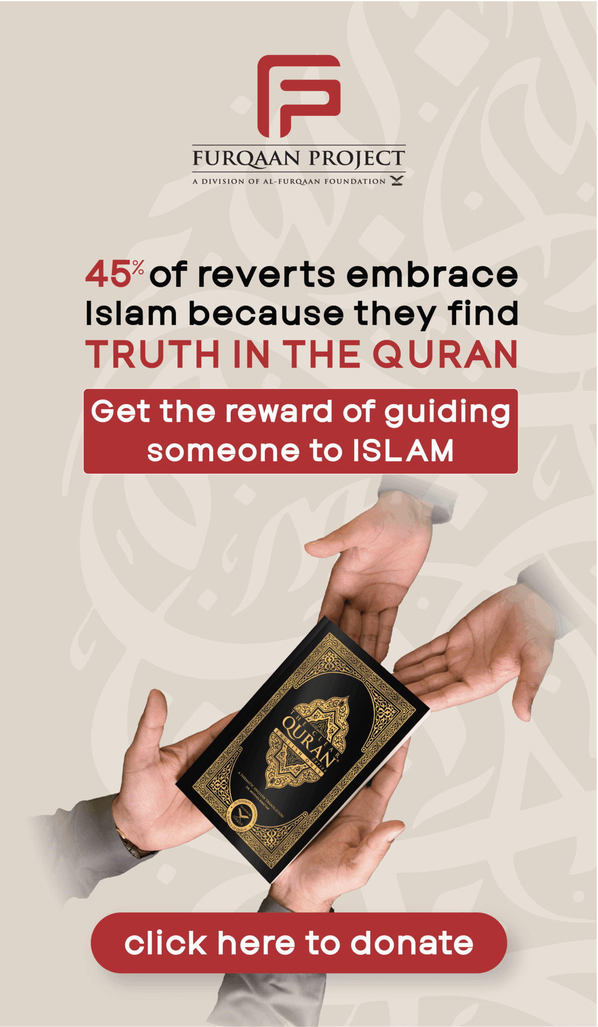 Put the Quran in their hands and hope in their hearts